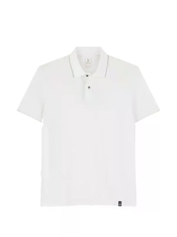 Boggi Milano Polo In Stretch Cotton Blend Piqué Cool Jade-fresh - White