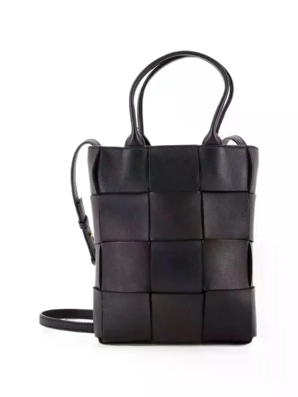 Bottega Veneta Cassette Convertible Maxi Intrecciato Leather Mini Tote Bag - Black