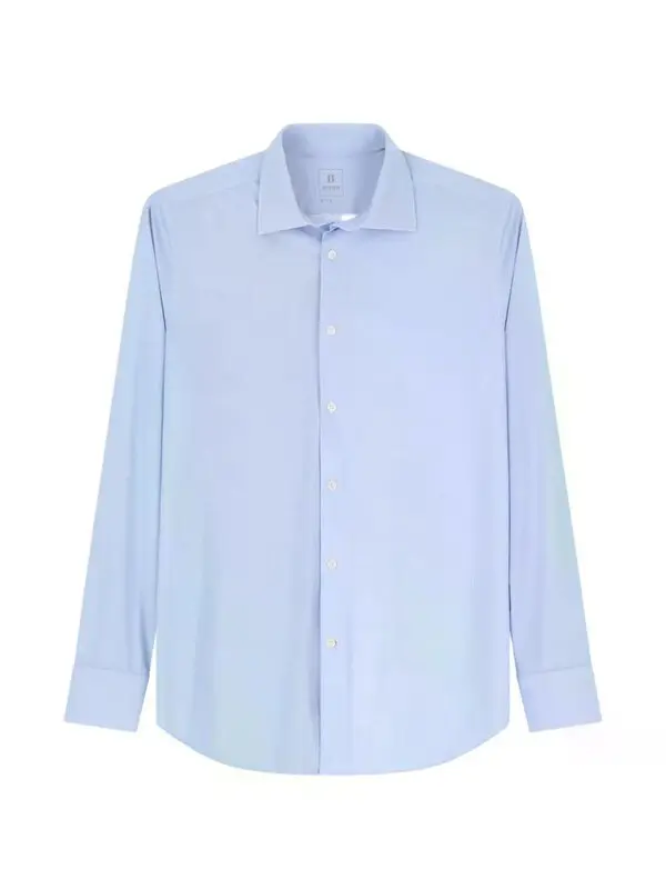 Boggi Milano Shirt Slim-fit Stretch-nylon Herringbone B Tech - Blue