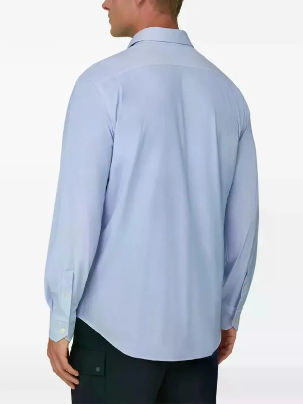 Boggi Milano Shirt Slim-fit Stretch-nylon Herringbone B Tech - Blue