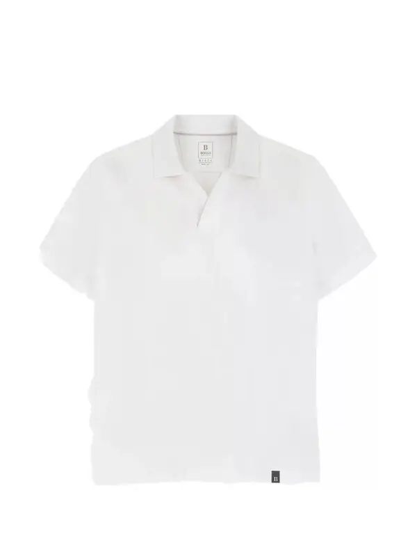 Boggi Milano Polo In Stretch Cotton Blend Piqué Cool Jade-fresh - White