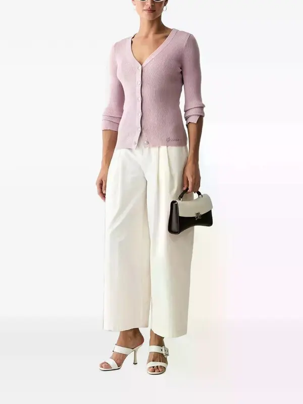 Guess Ribbed-knit V-neck Cardigan - Pink