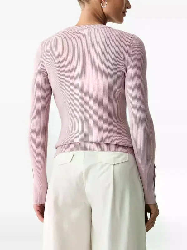 Guess Ribbed Knit V-neck Cardigan With Embellishment