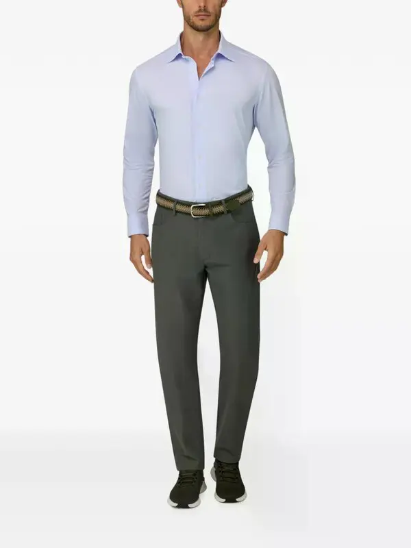 Boggi Milano Polo Shirt In Japanese Jersey Twill Regular Fit - Blue