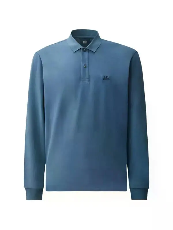 C.P. COMPANY Logo-patch Long-sleeve Polo Shirt - Blue