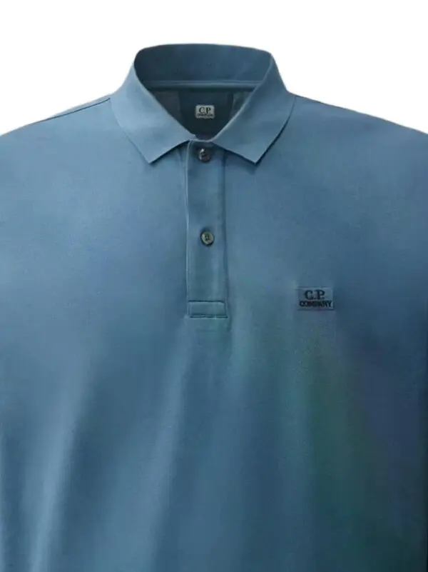 C.P. COMPANY Logo-patch Long-sleeve Polo Shirt