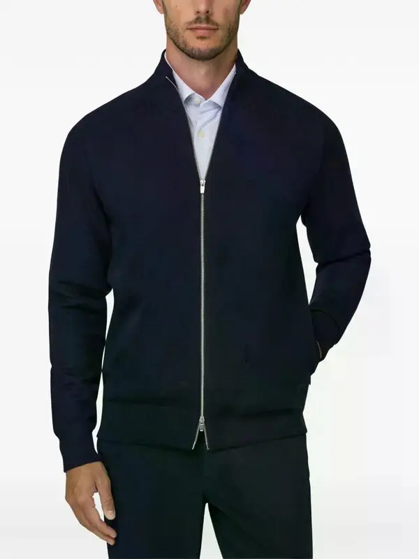 Boggi Milano Full-zip Jumper In Merino Wool Blend Wooltech