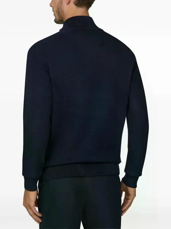 Boggi Milano Full-zip Jumper In Merino Wool Blend Wooltech