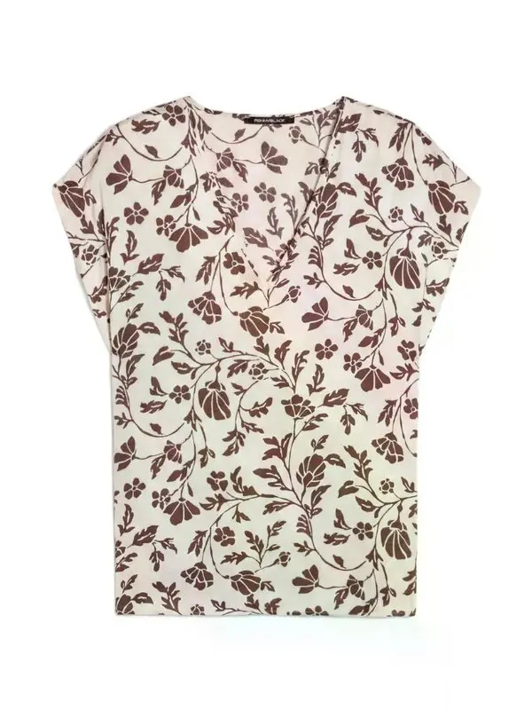 PENNYBLACK V-neck Floral-print Top - Neutrals