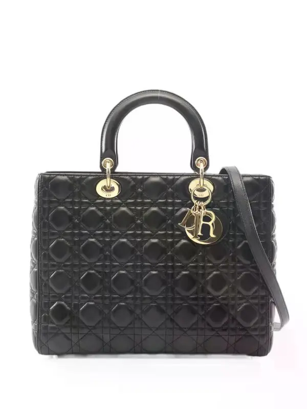 Dior 2010s Large Lady Cannage Handbag - Black