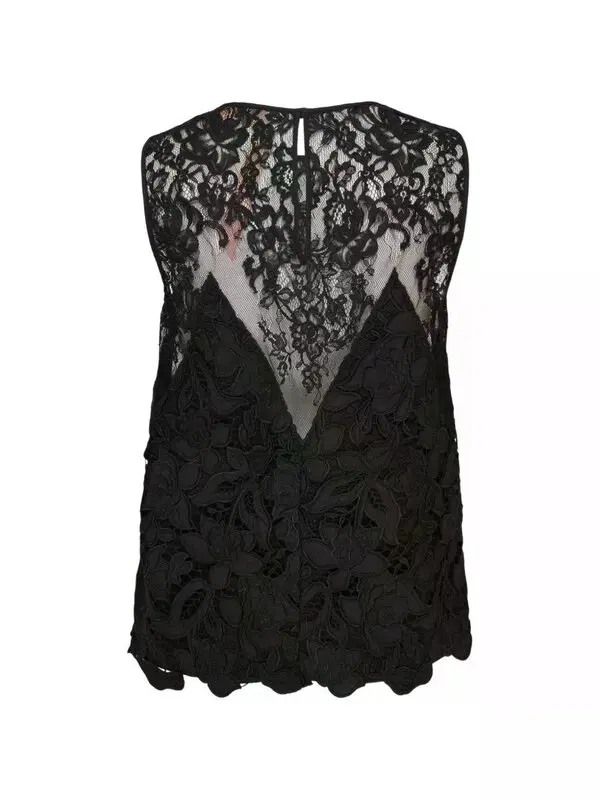 N°21 Floral Lace Sleeveless Top - Black