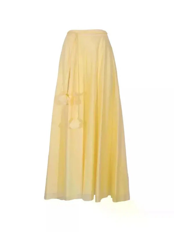 HANITA Floral-detail Chiffon Maxi Skirt - Yellow