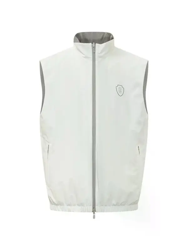 Brunello Cucinelli Bonded Logo-embroidered Reversible Gilet - White