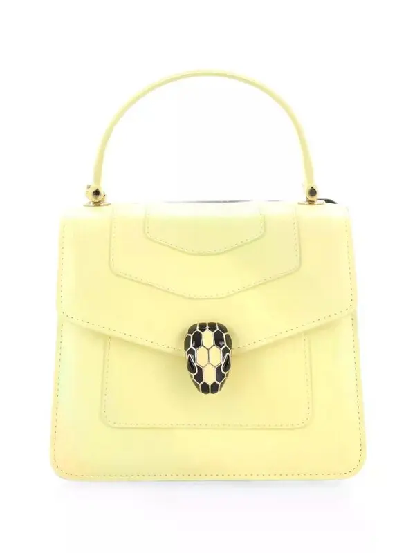 BVLGARI Serpenti Forever Top Handle Bag Leather Small Satchel - Yellow