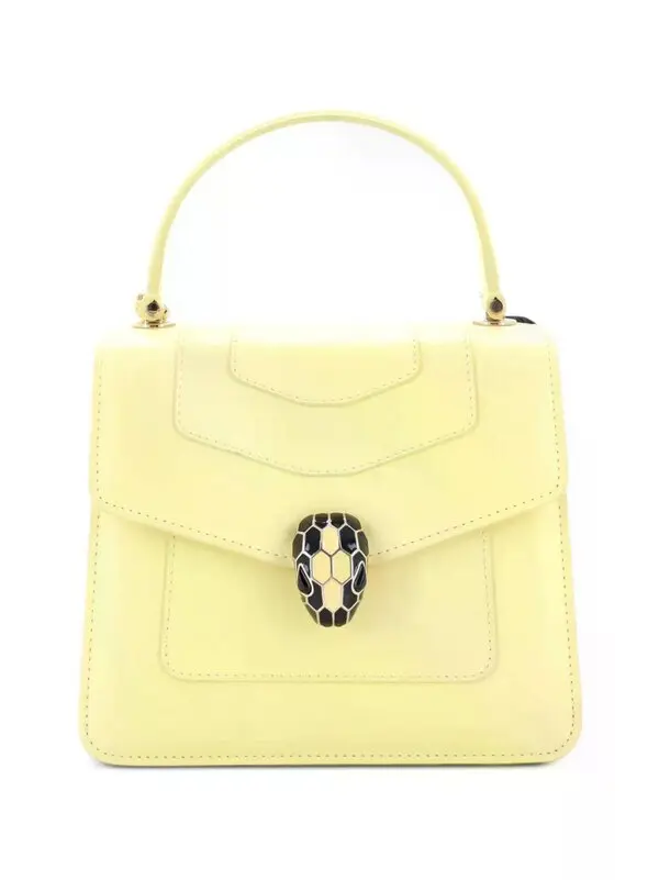 BVLGARI Serpenti Forever Top Handle Bag Leather Small Satchel - Yellow