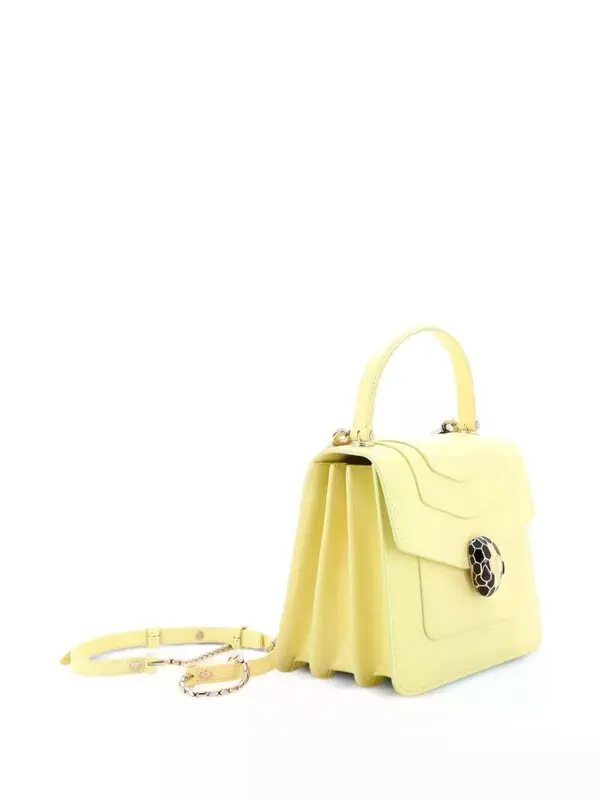 BVLGARI Serpenti Forever Top Handle Bag Leather Small Satchel - Yellow