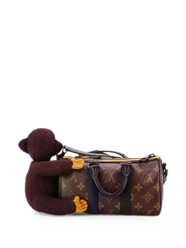 LOUIS VUITTON Keepall Bandouliere Monogram Canvas With Friends Plush Monkey Xs Crossbody Bag