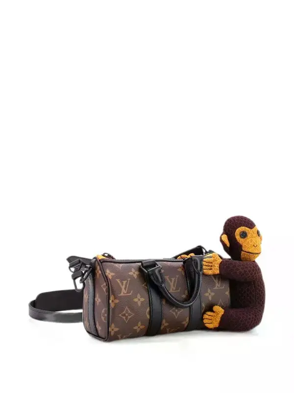 LOUIS VUITTON Keepall Bandouliere Monogram Canvas With Friends Plush Monkey Xs Crossbody Bag