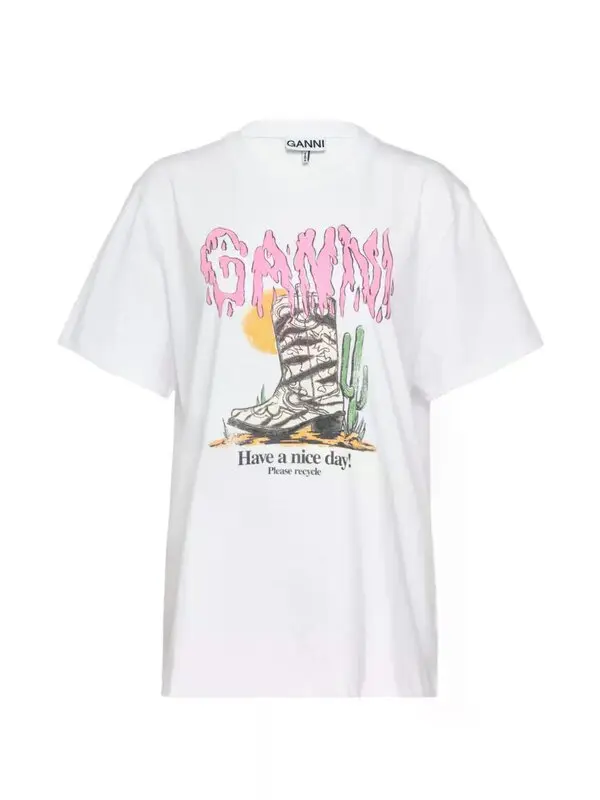 GANNI Graphic-print T-shirt - White