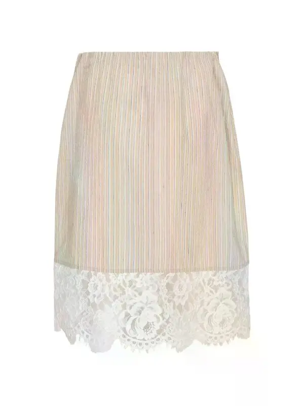 N°21 Striped Lace-hem Midi Skirt - Neutrals