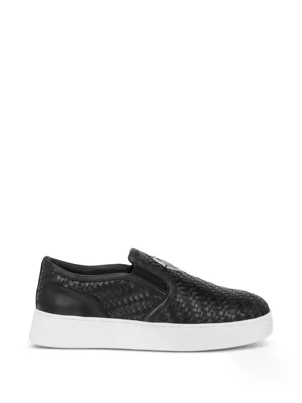 Philipp Plein Weaved-leather Slip-on Shoes Hexagon - Black
