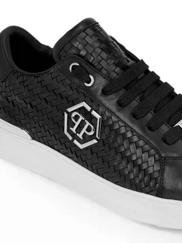 Philipp Plein Weaved Leather Sneakers Hexagon