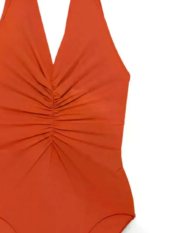 Rick Owens Halterneck V-neck Sleeveless Ruched Swimsuit