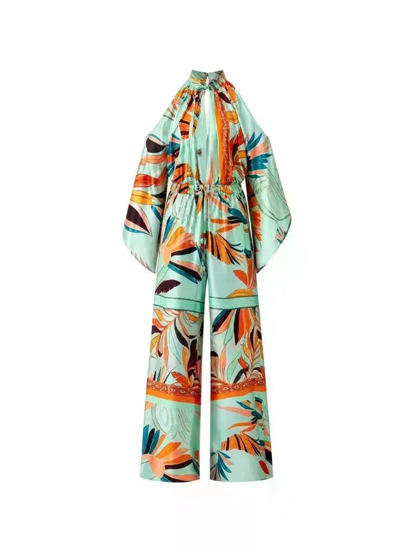NEMA Floral Print Halterneck Jumpsuit - Green