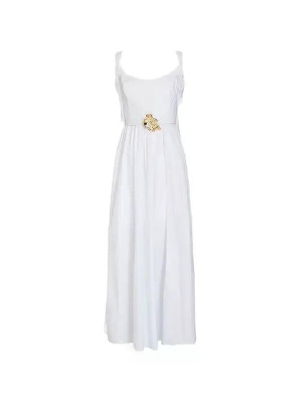 Oscar De La Renta Belted Cotton Maxi Dress - White