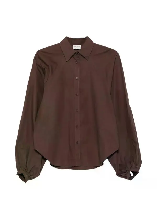 Closed Balloon Sleeve Shirt - Brown