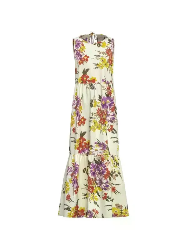 Marella Floral Print Tiered Midi Dress