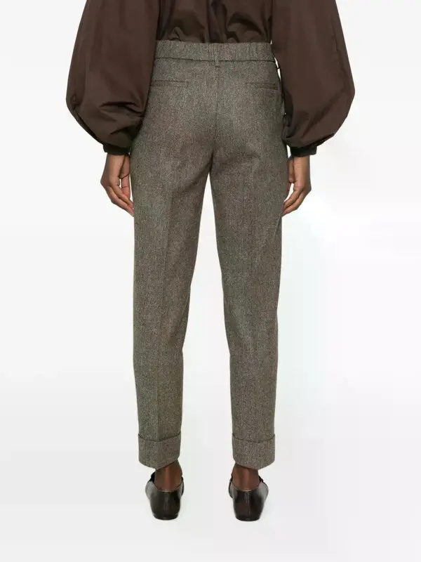 BERWICH Herringbone-pattern Wool Trousers