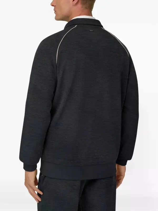 Boggi Milano Full-zip Diagonal Weave Wool-blend Sweatshirt