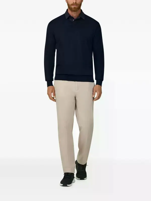Boggi Milano V-neck Jumper In Extrafine Merino Wool