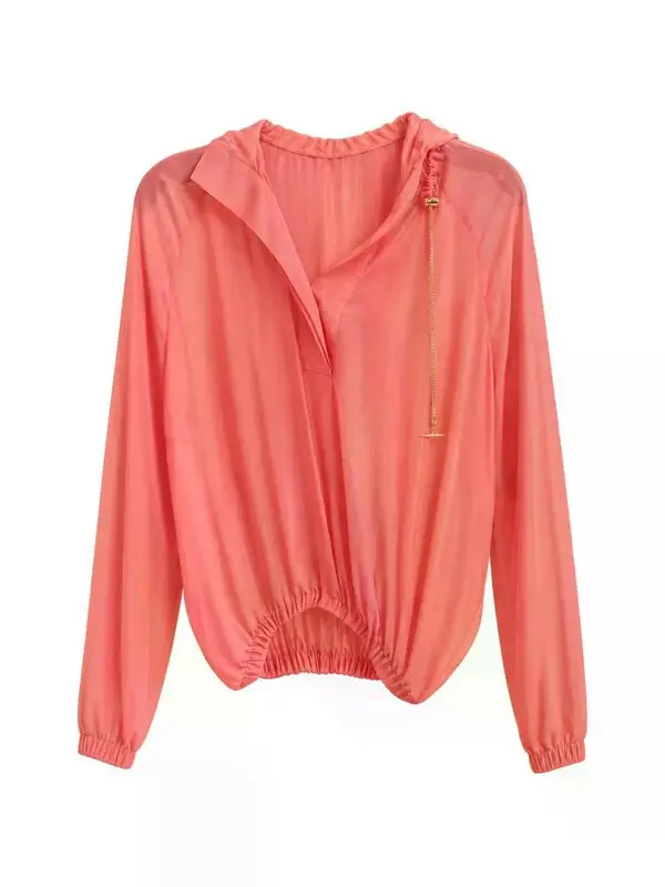 DANAME Chain-detail Hooded Blouse - Pink