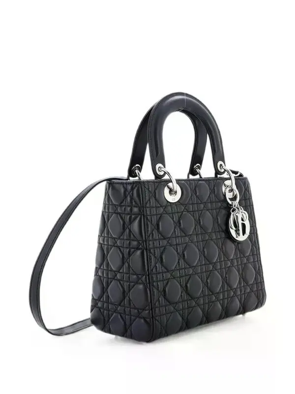 Dior Lady Cannage Quilt Lambskin Satchel - Black
