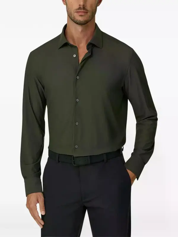Boggi Milano Shirt In Stretch-nylon B Tech Slim Fit - Green