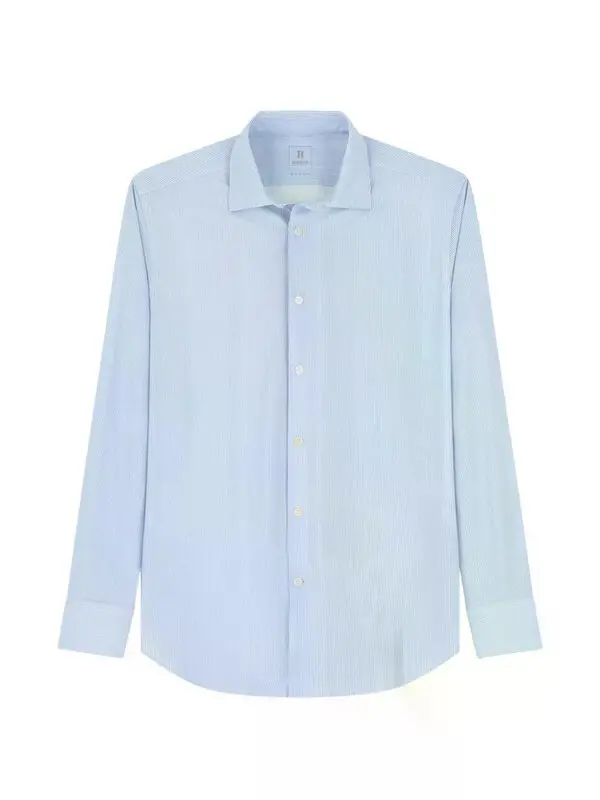 Boggi Milano Shirt Striped Stretch Nylon B Tech Slim Fit - Blue