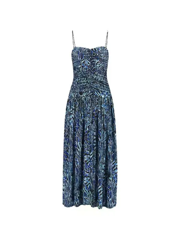 Ulla Johnson Arda Ruched Jersey Dress - Blue