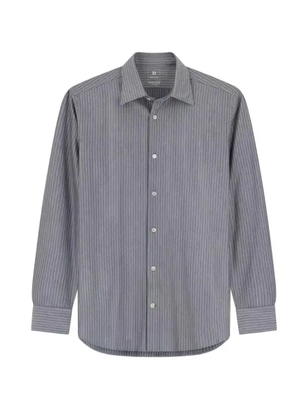 Boggi Milano Polo Shirt Striped Japanese Jersey Regular Fit - Grey