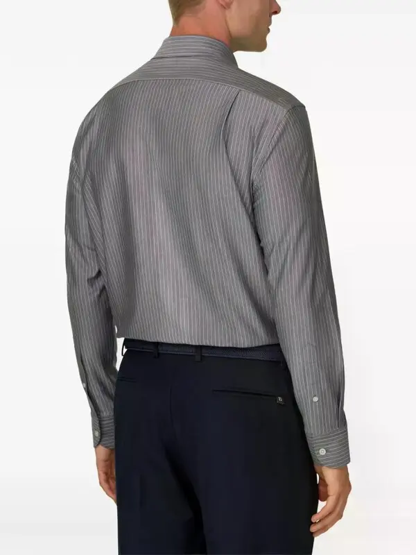 Boggi Milano Polo Shirt Striped Japanese Jersey Regular Fit - Grey