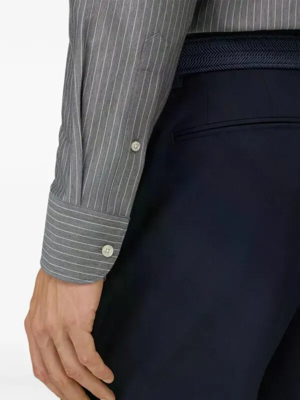 Boggi Milano Polo Shirt Striped Japanese Jersey Regular Fit - Grey