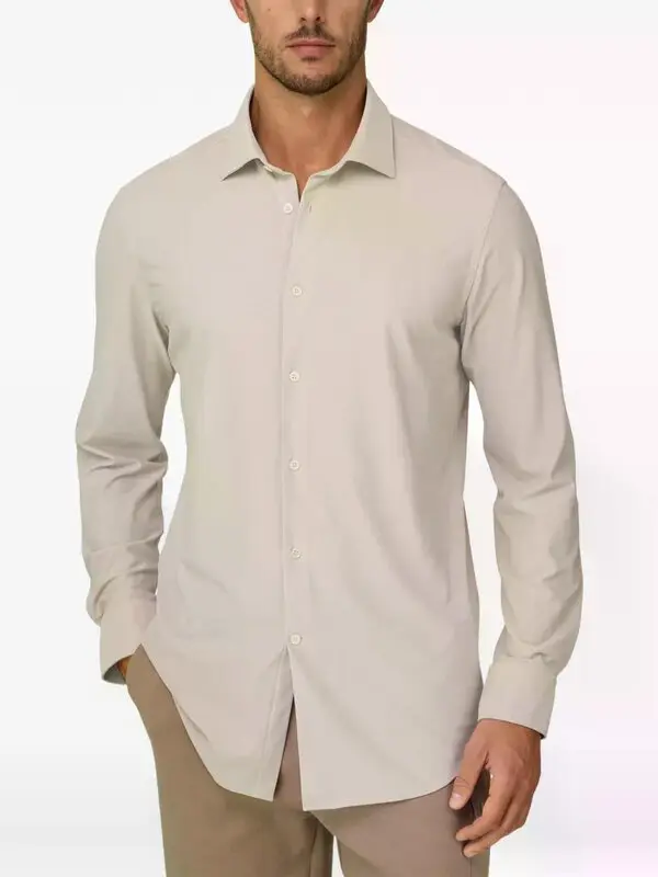 Boggi Milano Shirt In Stretch Nylon B Tech Slim Fit - Neutrals