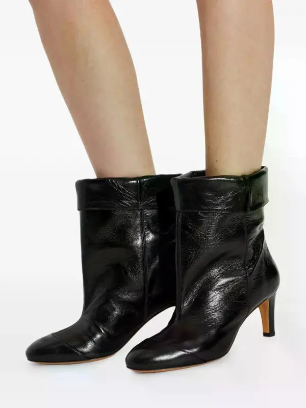 Isabel Marant Étoile Leather Foldover Ankle Boots - Black