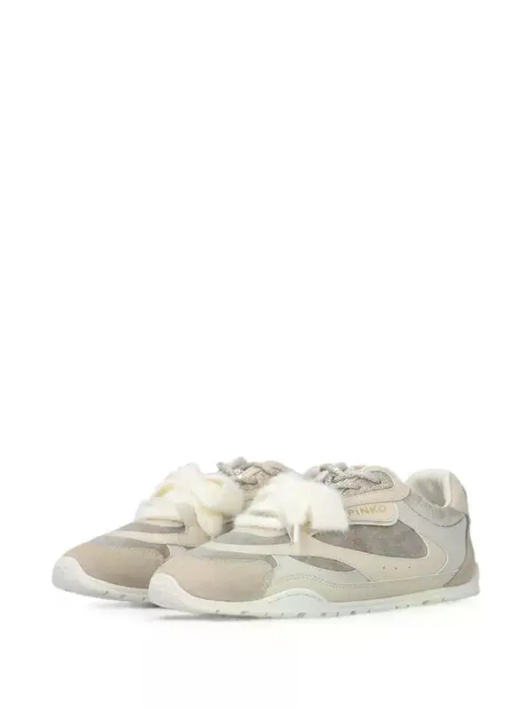 Pinko Panelled Shearling-trim Sneakers