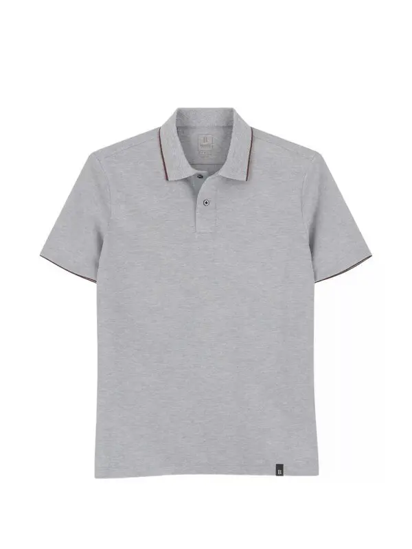 Boggi Milano Polo In Stretch Cotton-blend Piqué Cool Jade-fresh - Grey