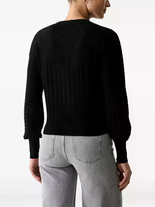Guess Flower-button Pointelle-knit Cardigan