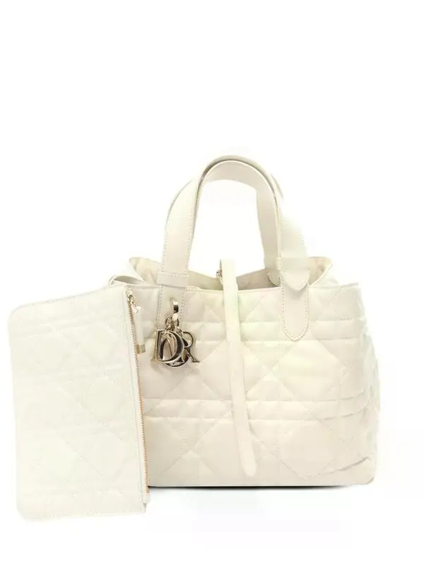 Dior 2000s Medium Macro Cannage Handbag - White