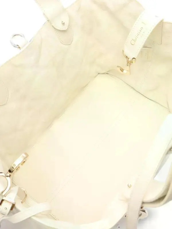 Dior 2000s Medium Macro Cannage Handbag - White