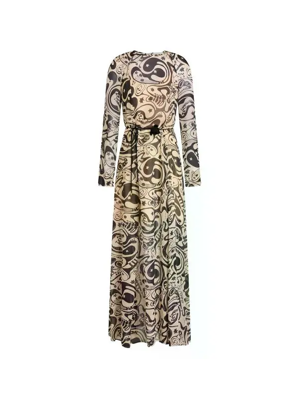 Zimmermann Abstract-print Georgette Maxi Dress - Neutrals